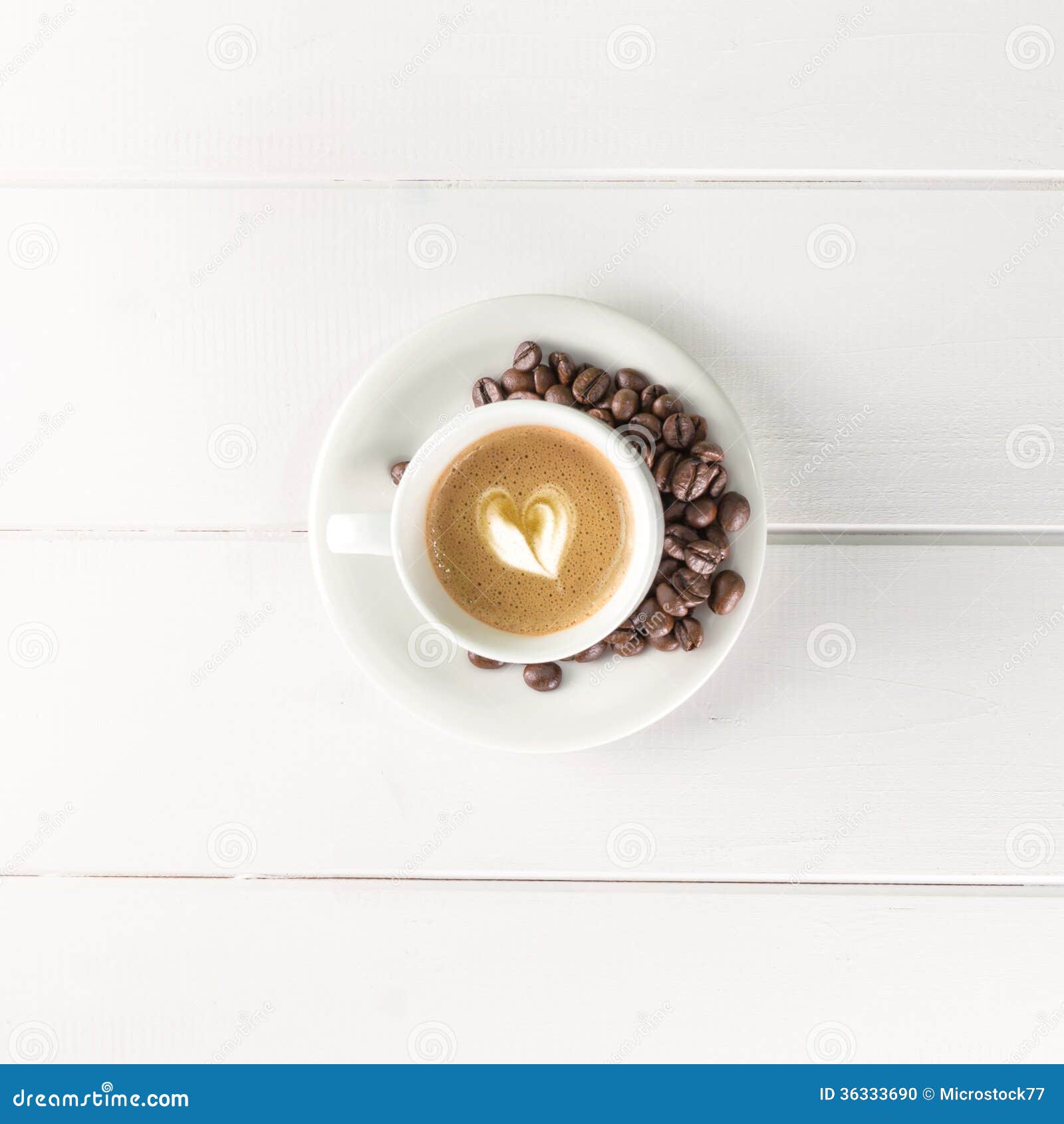 Top View Coffee Cup White Beans Stock Photo - Image of coffee, gourmet ...