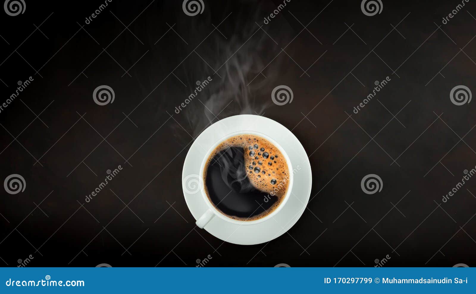 Coffee Cup Top View On Teak Wood Texture Background. Stock Photography ...