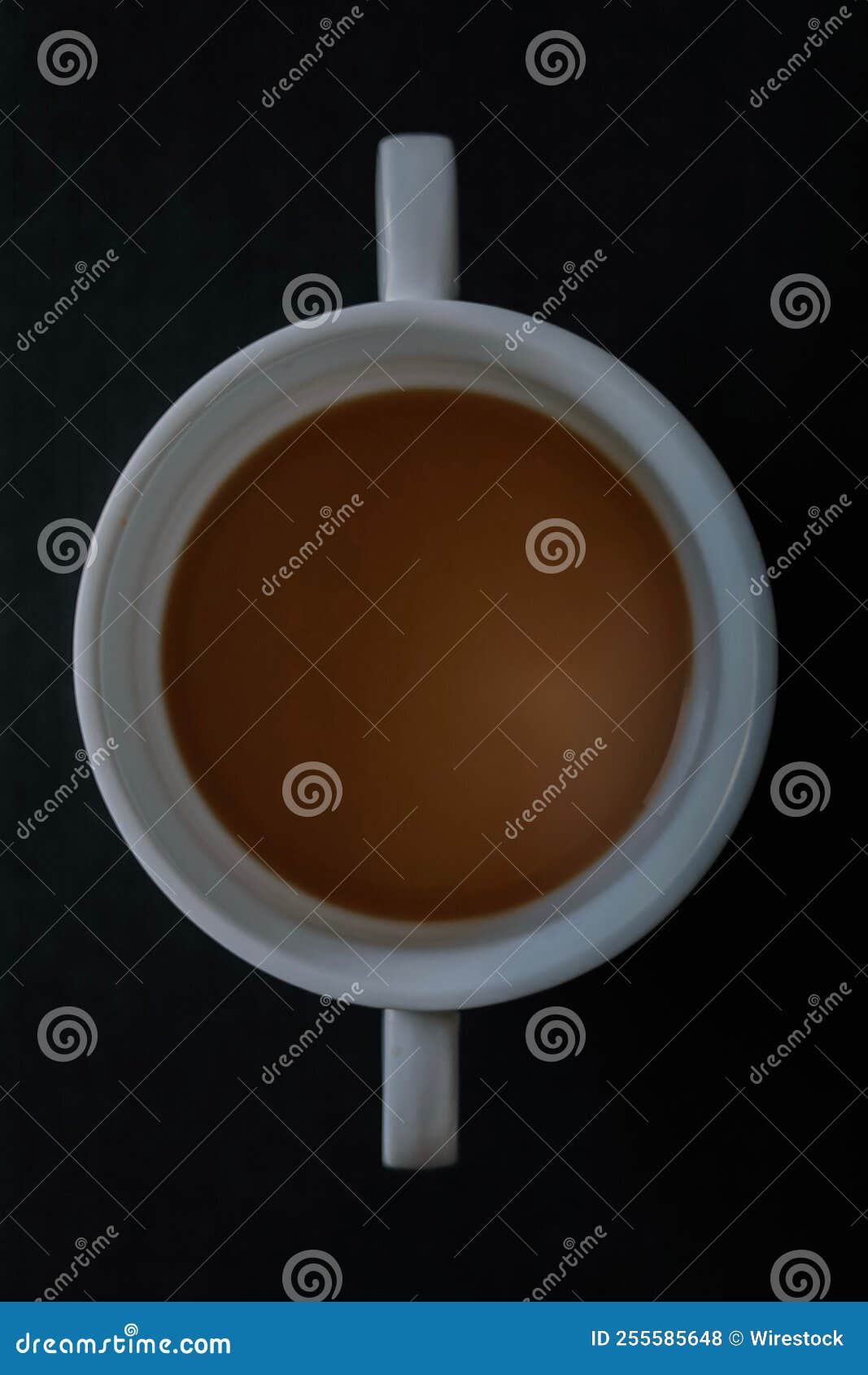 Top View of a Coffee Mug on a Black Background. Stock Photo - Image of ...