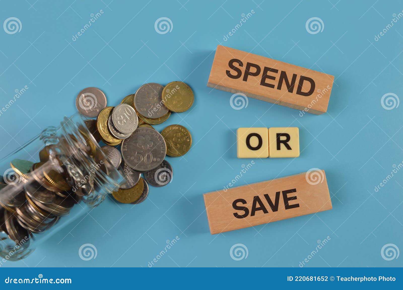 Top View of Coins and Words SPEND or SAVE Stock Photo - Image of wealth ...