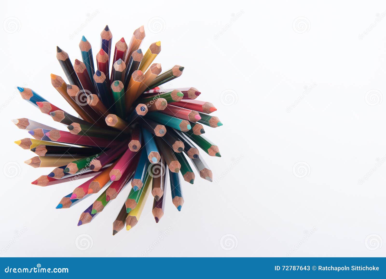 Top View of Color Pencils on White Stock Image - Image of group ...