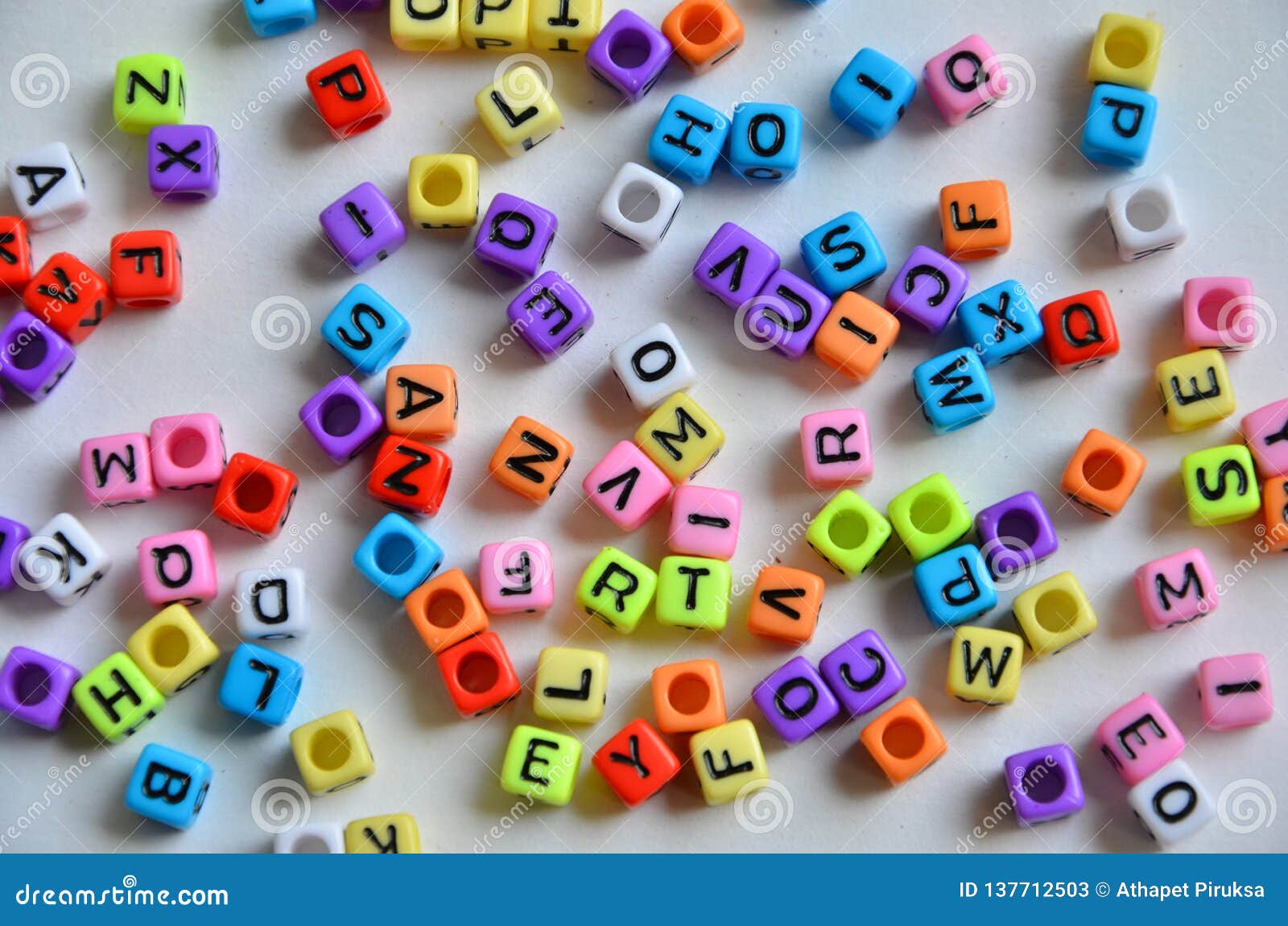 Top View of Colored Alphabet Square Beads Stock Image - Image of ...