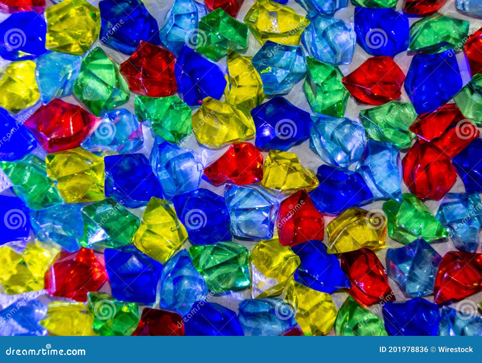 Top View of Colored Artificial Crystals on the Table Under the Lights ...