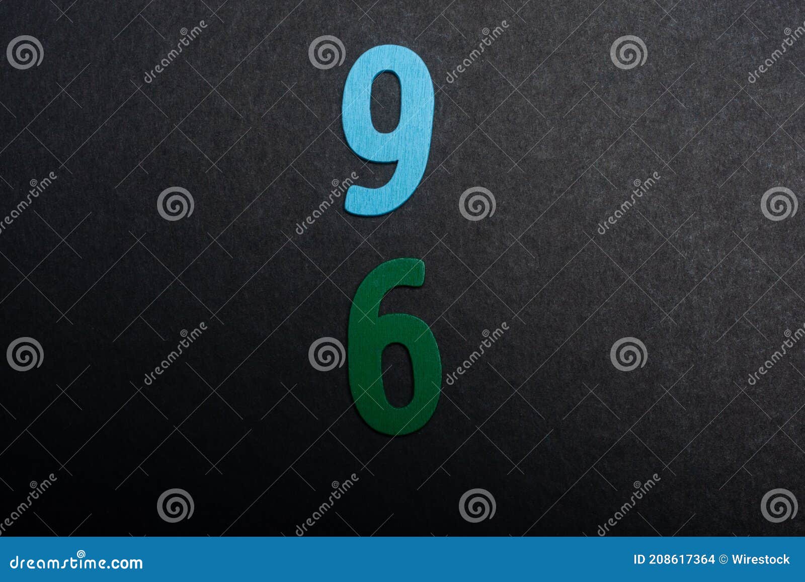 Top View of Colored 96 Numbers Against a Black Surface Stock Photo ...