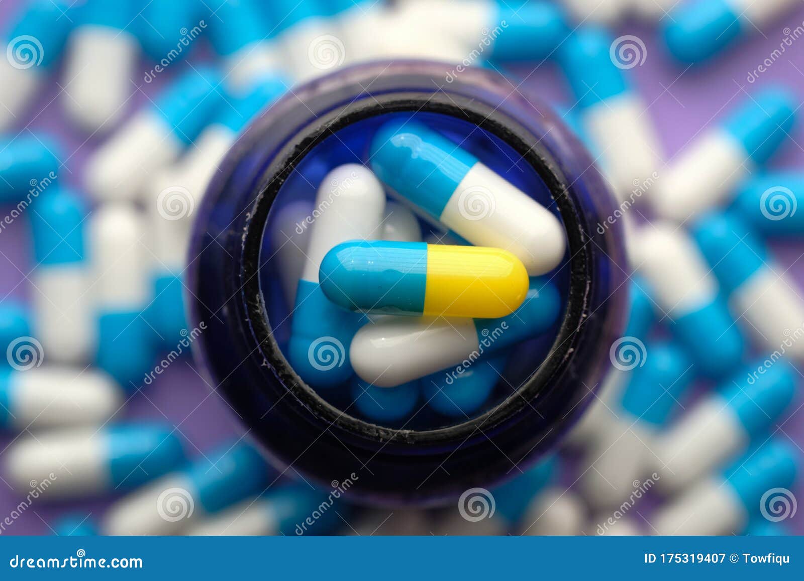 Top View of Colorful Capsule in a Container Stock Image - Image of ...