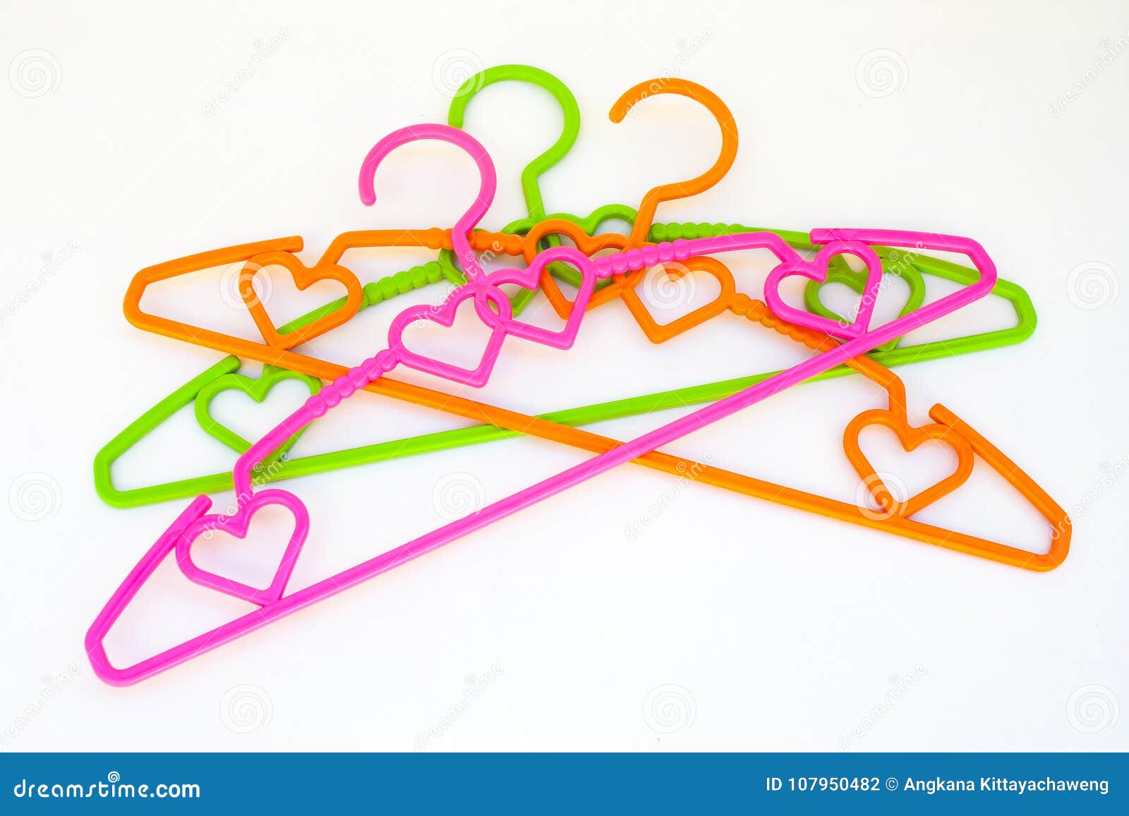 Top View of Colorful Clothes Hangers Isolated on White Background ...