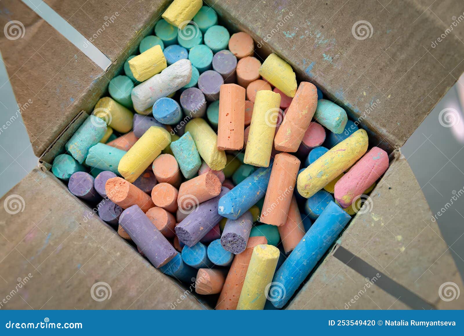 Top View of Colorful Crayons in a Box Stock Photo - Image of close ...