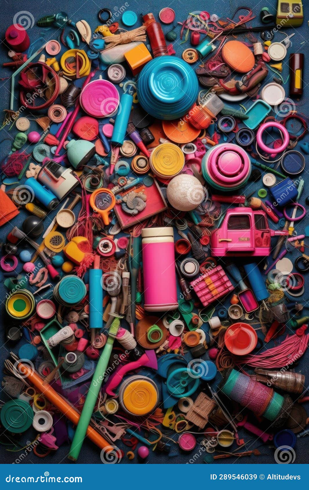 Top View of Colorful Discarded Objects Stock Image - Image of generated ...