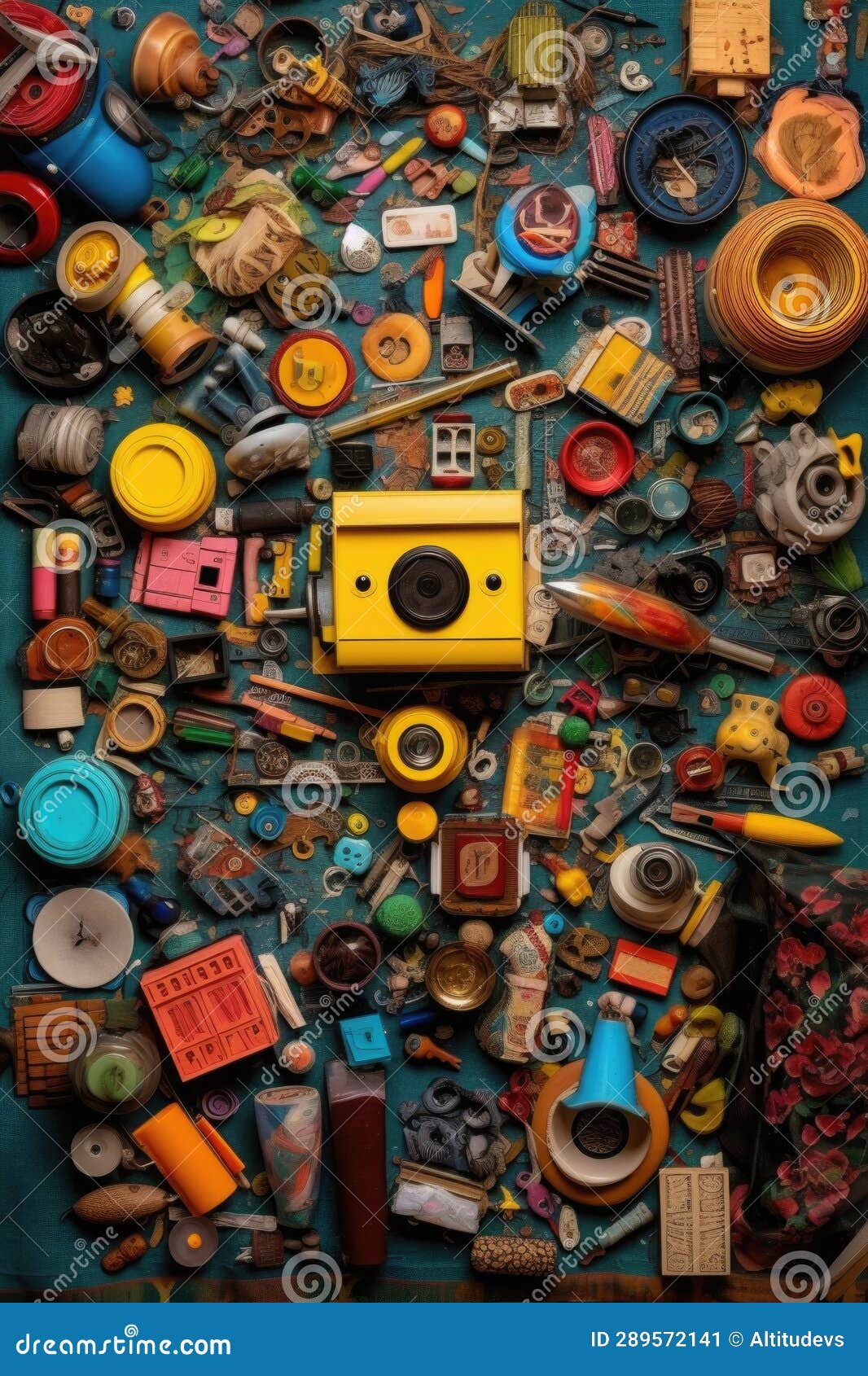 Top View of Colorful Discarded Objects Stock Image - Image of trash ...