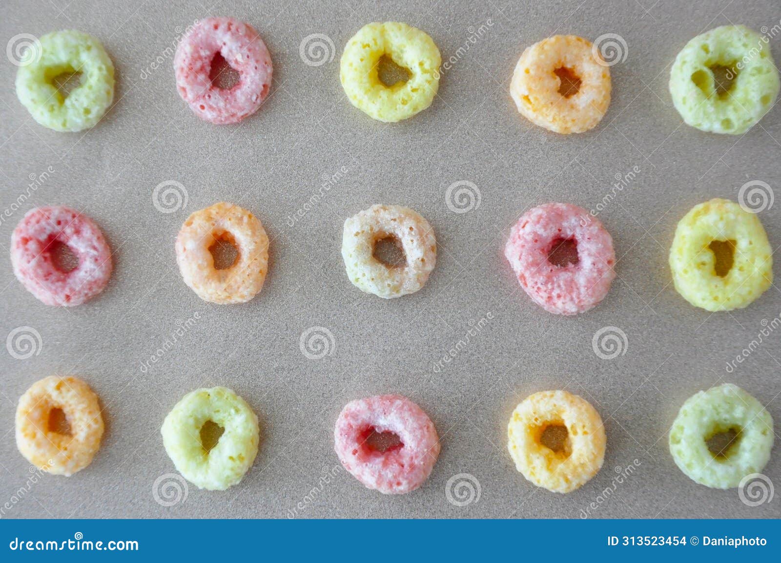 Top View of Colorful Fruit Loops Cereal in Row Stock Photo - Image of ...