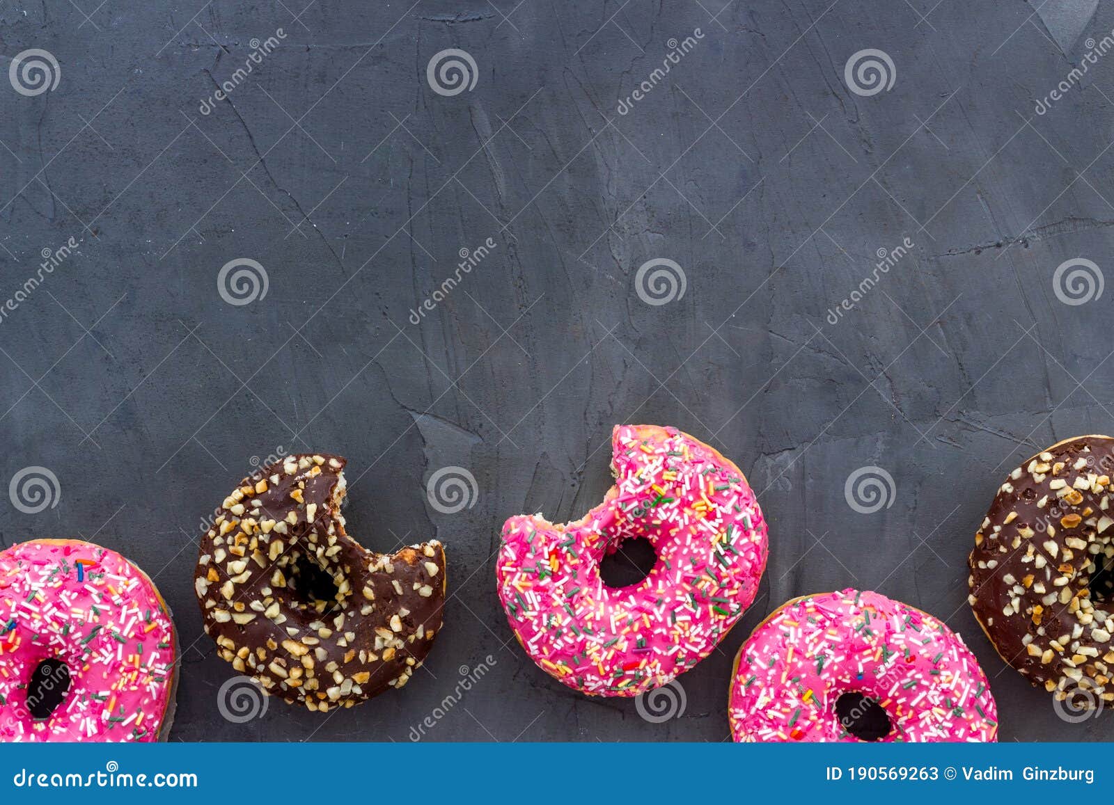 Top View of Colorful Glazed Donut Swith Sprinkles, Copy Space Stock ...