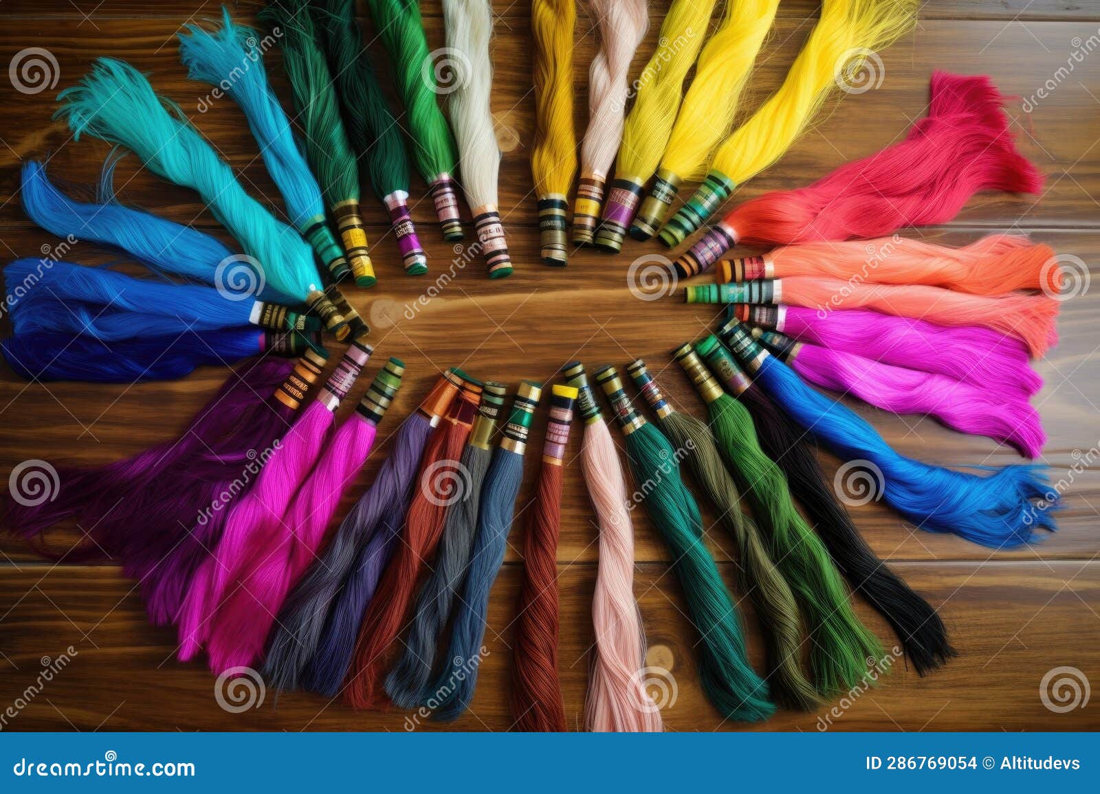 Top View of Colorful Hair Extensions on a Table Stock Photo - Image of ...