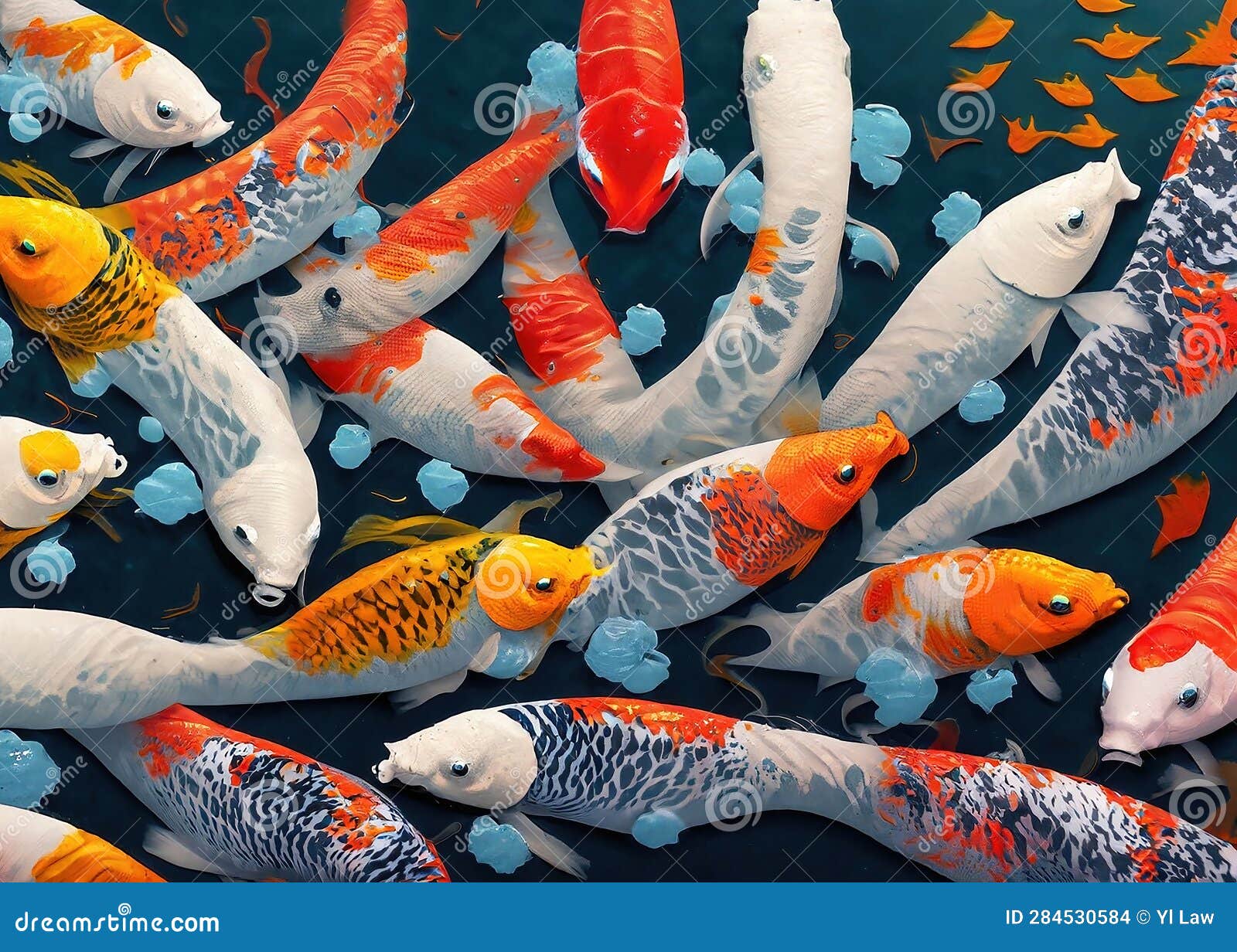 Top View Colorful Koi Fishes Stock Illustration - Illustration of ...