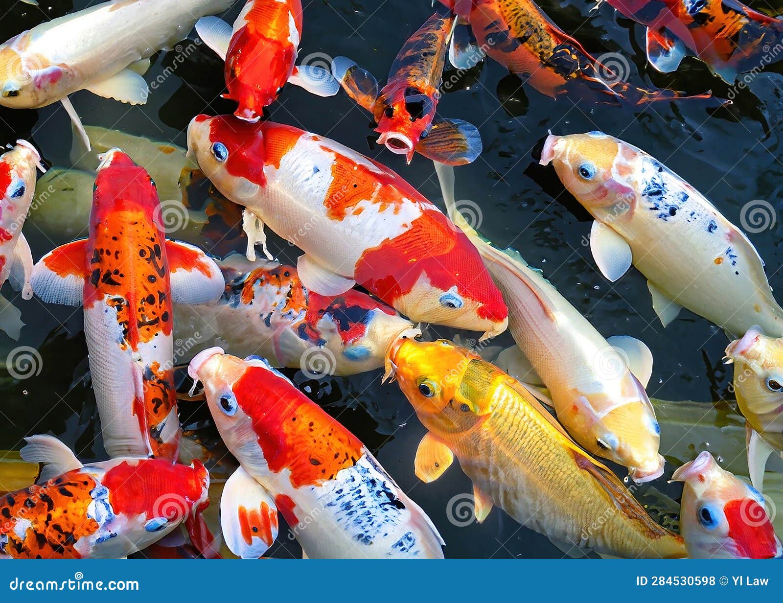 Top View Colorful Koi Fishes Stock Illustration - Illustration of ...