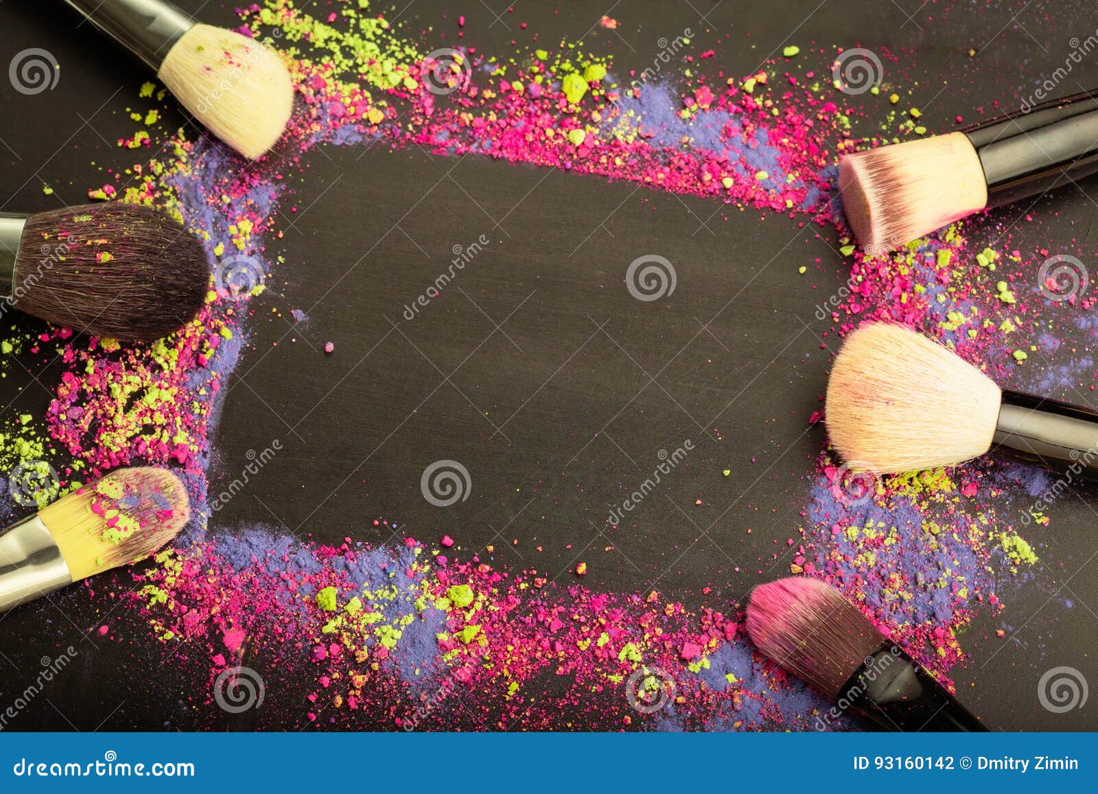 Top View of Colorful Make-up Frame Template with Make-up Brushes Stock ...