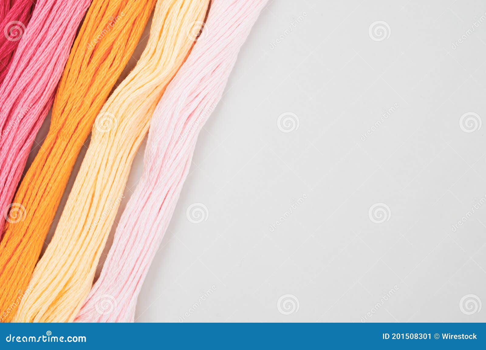Top View of Colorful Mouline Threads Isolated on a Gray Background ...
