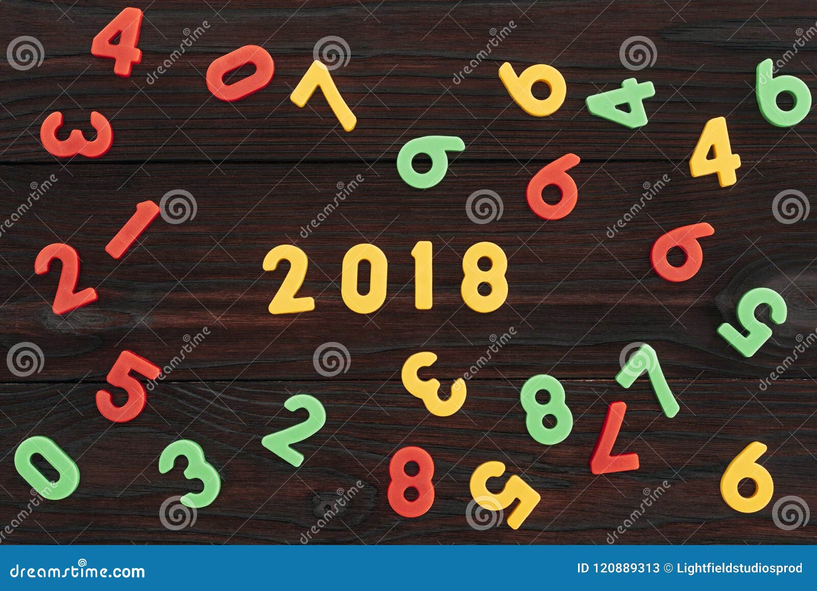 Top View of Colorful 2018 Numbers on Dark Stock Image - Image of signs ...