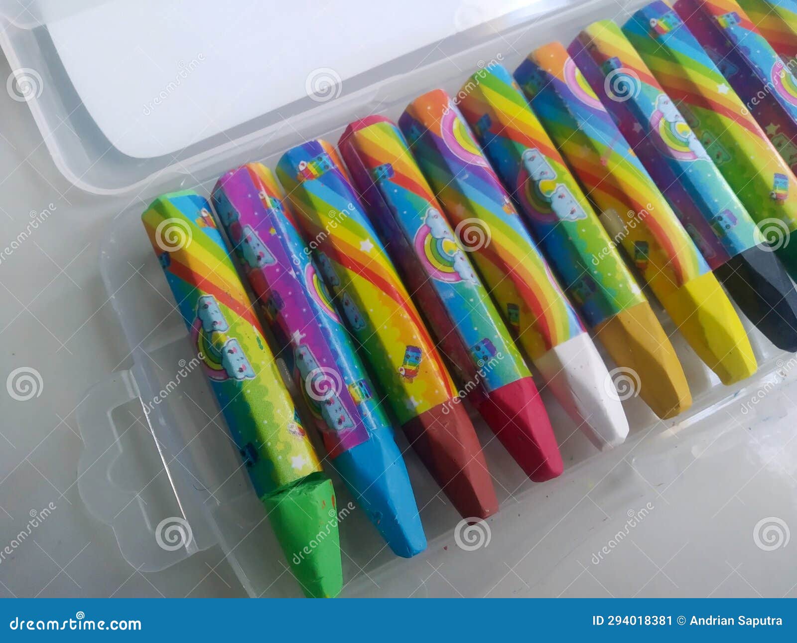 Top View Colorful Oil Pastels in a Plastic Box Stock Image - Image of ...