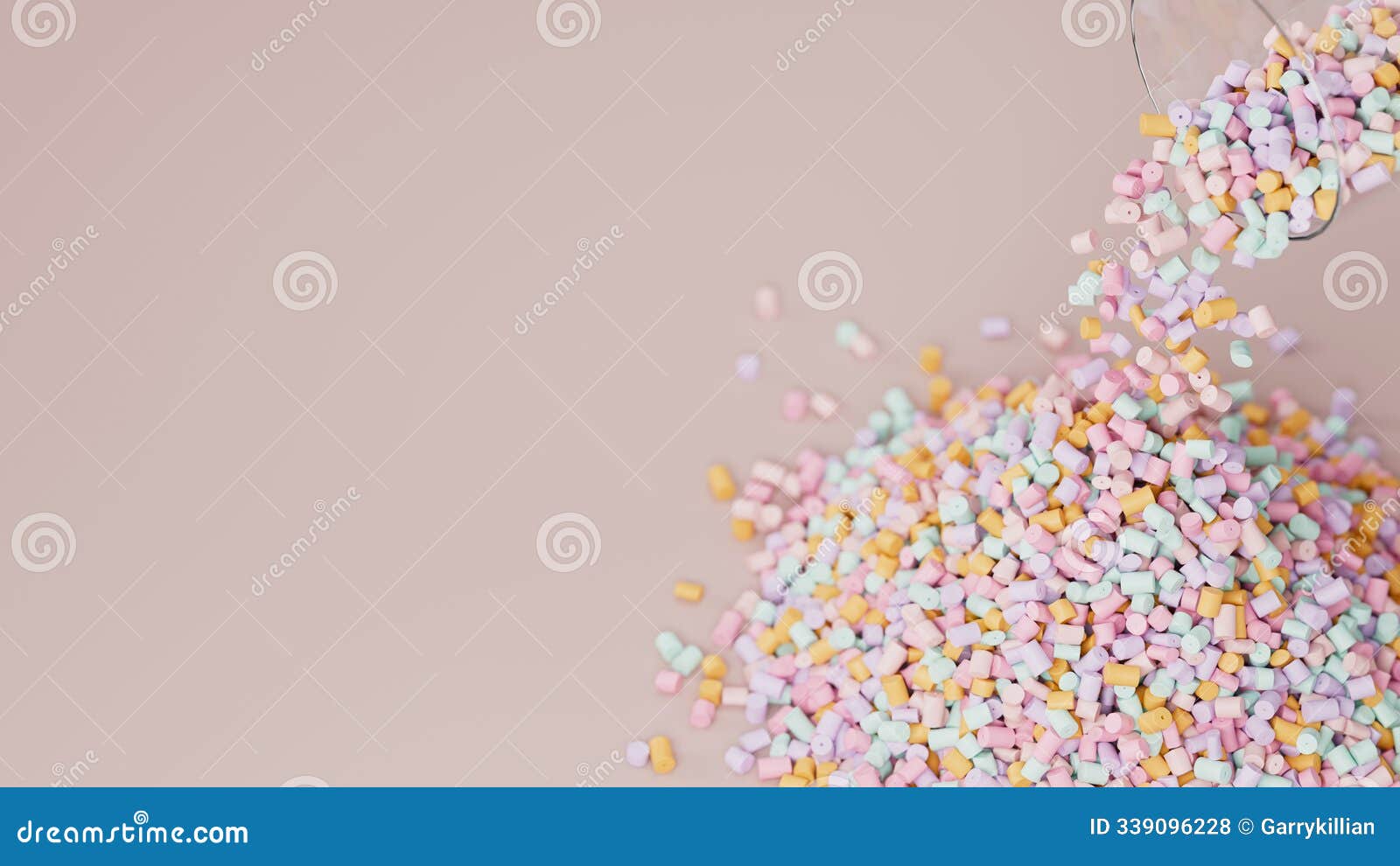 Top View Of Colorful Pastel Plastic Polypropylene Granules Pouring From ...