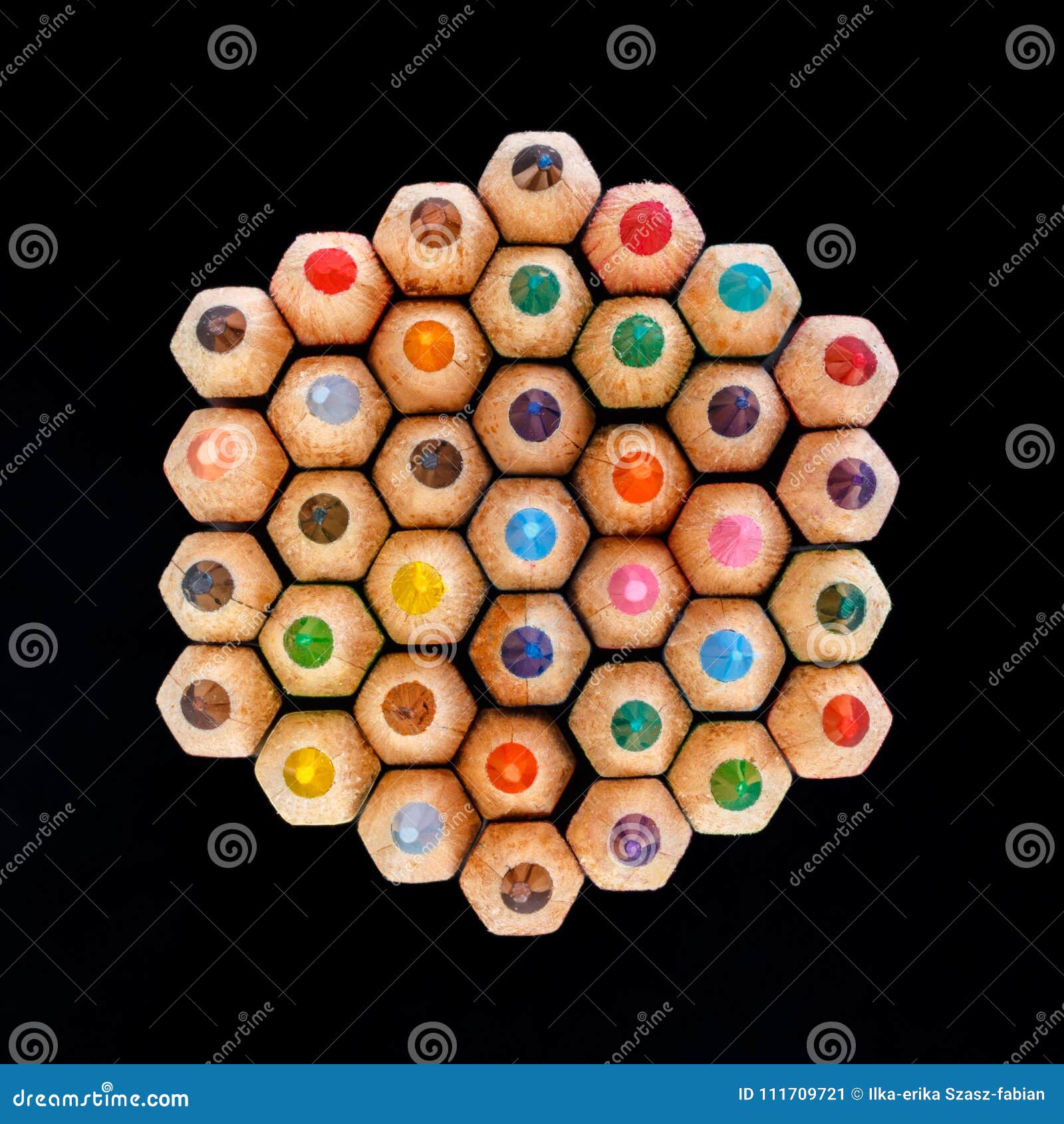 Top View of Colorful Pencil Tips Stock Image - Image of hexagon, colors ...