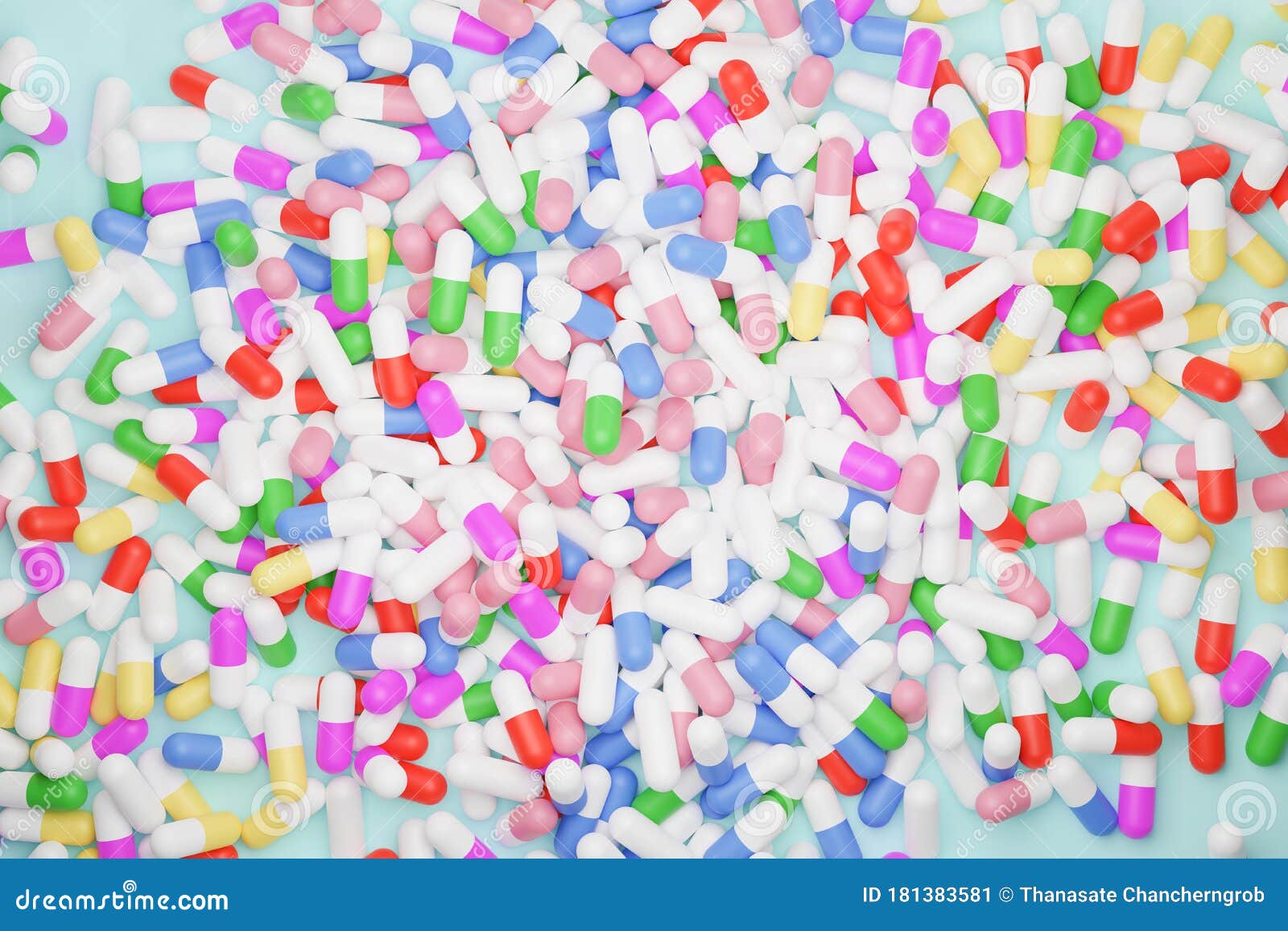 Top View of Colorful Pill Capsules on Light Green Background Stock ...