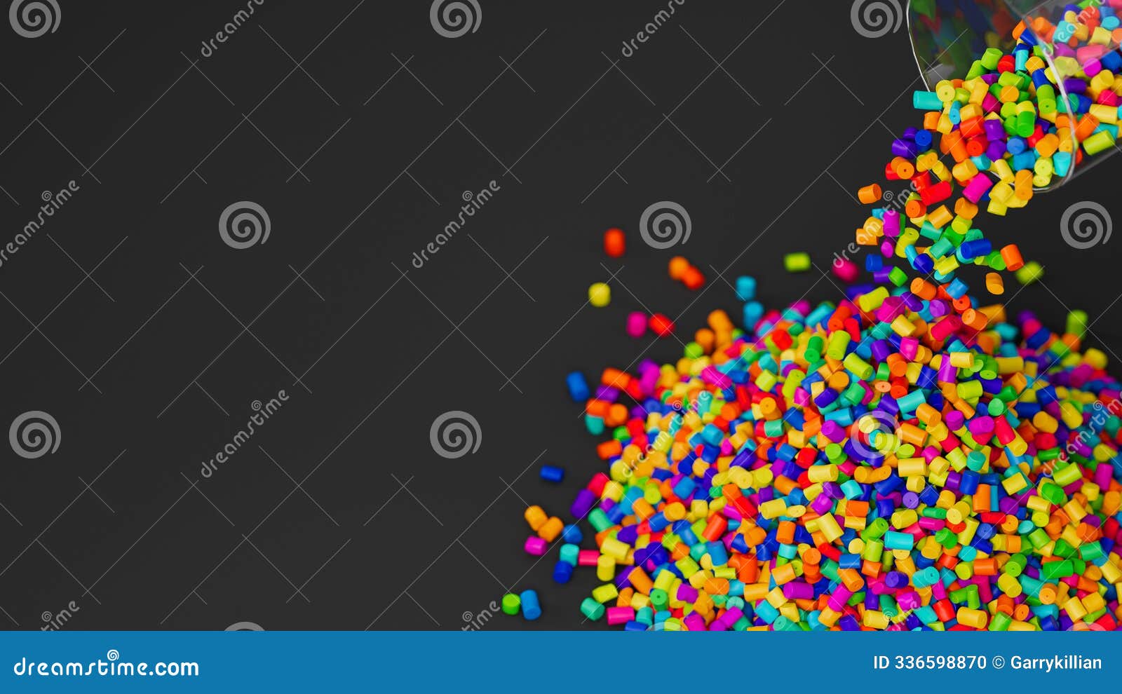 Top View of Colorful Plastic Polypropylene Granules Pouring from the ...
