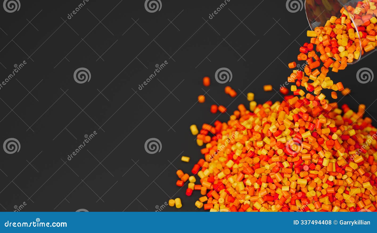 Top View of Colorful Plastic Polypropylene Granules Pouring from the ...