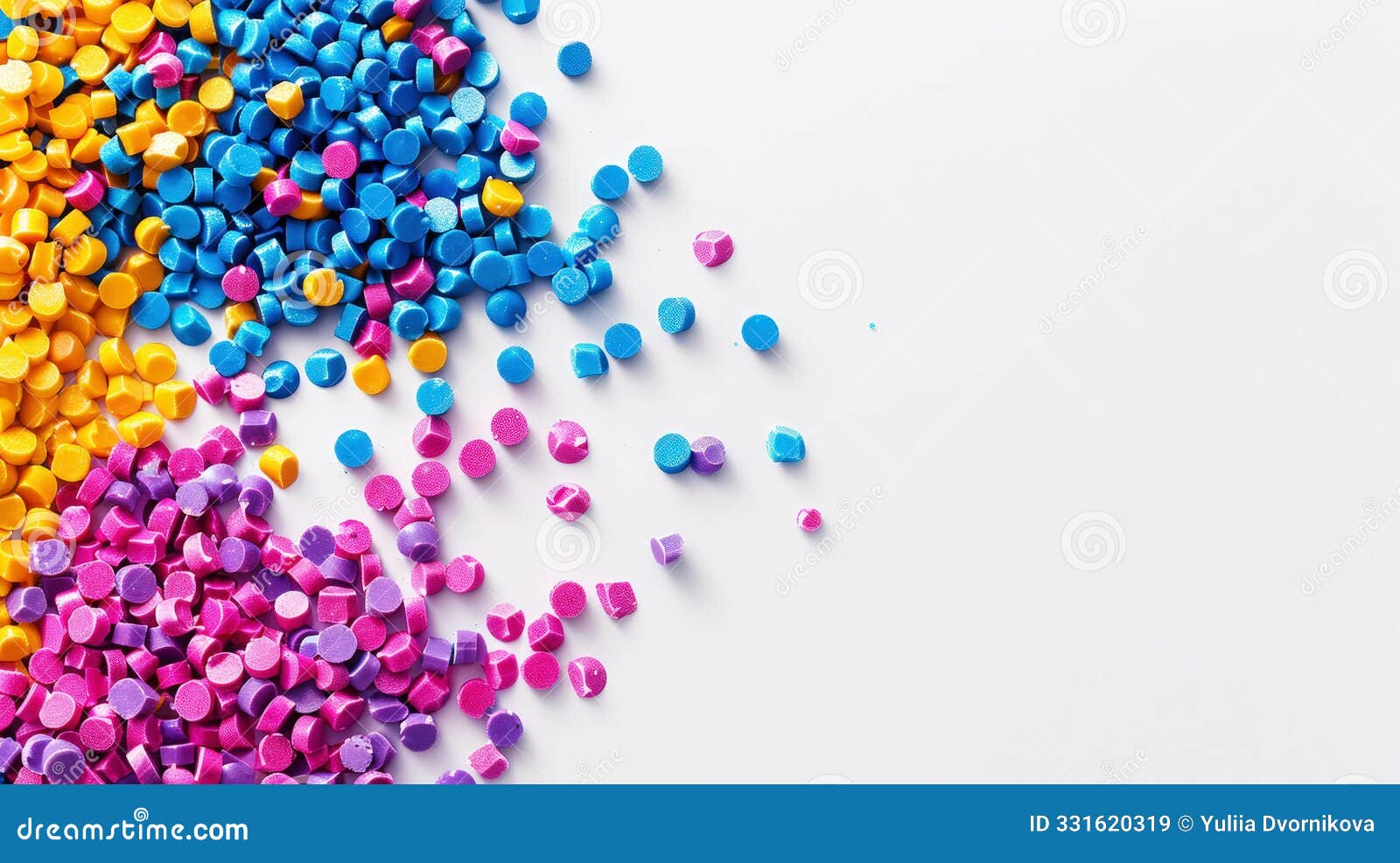 Top View of Colorful Polymer Masterbatch Granules, Light Background ...