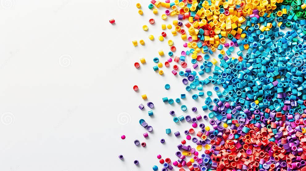 Top View of Colorful Polymer Masterbatch Granules, Light Background ...