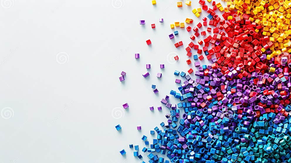 Top View of Colorful Polymer Masterbatch Granules, Light Background ...