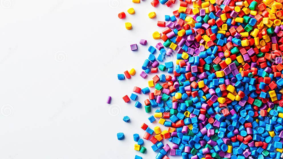 Top View of Colorful Polymer Masterbatch Granules, Light Background ...