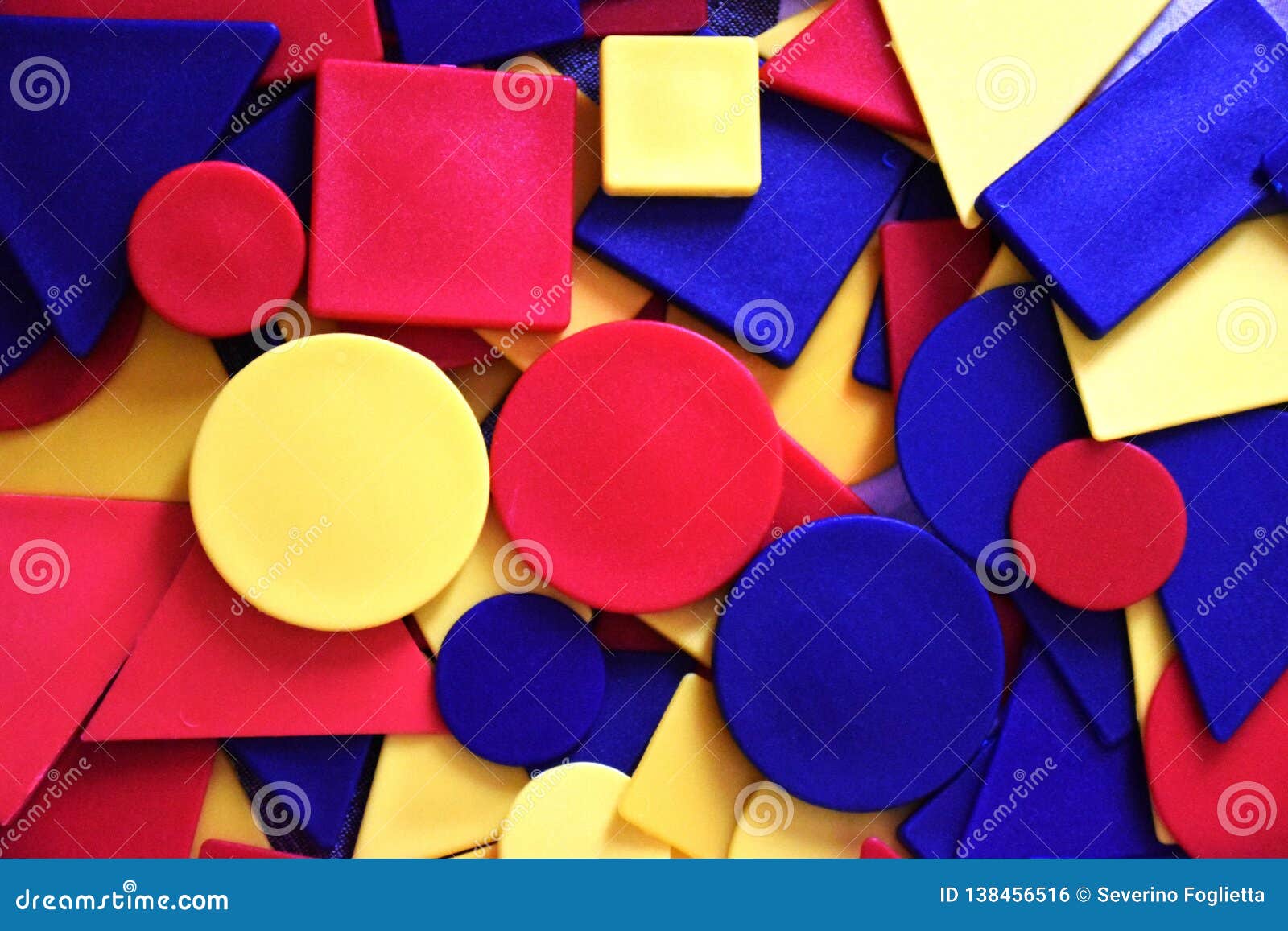 Top View of Colorful Red Yellow Blue Shapes Stock Photo - Image of ...