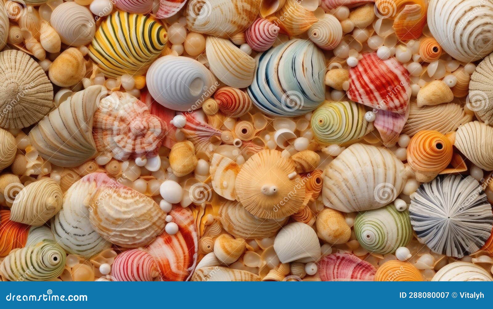 Top View of Colorful Seashell Collection Background. Stock Image ...