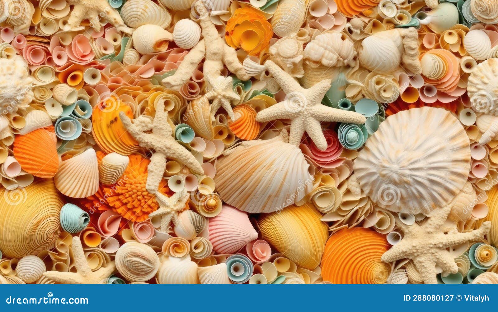 Top View of Colorful Seashell Collection Background. Stock Image ...