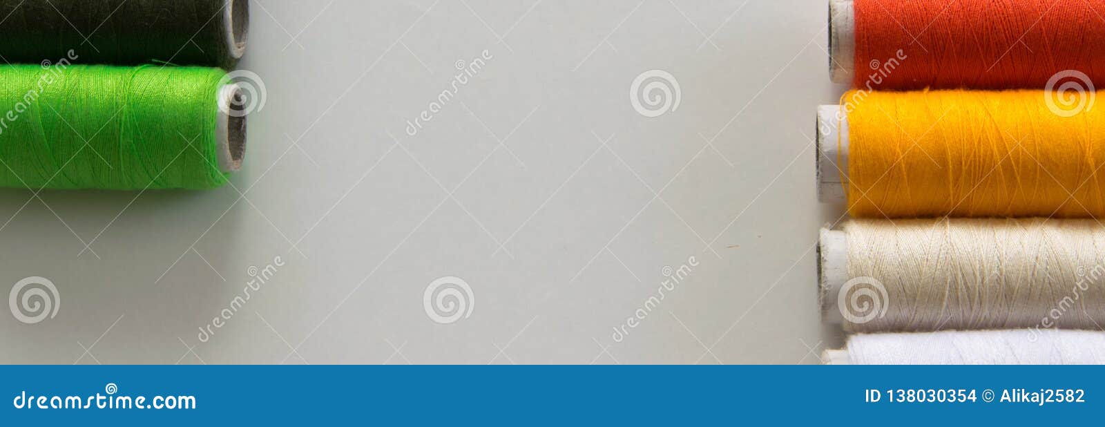 Top View of Colorful Sewing Threads on White Background Stock Photo ...
