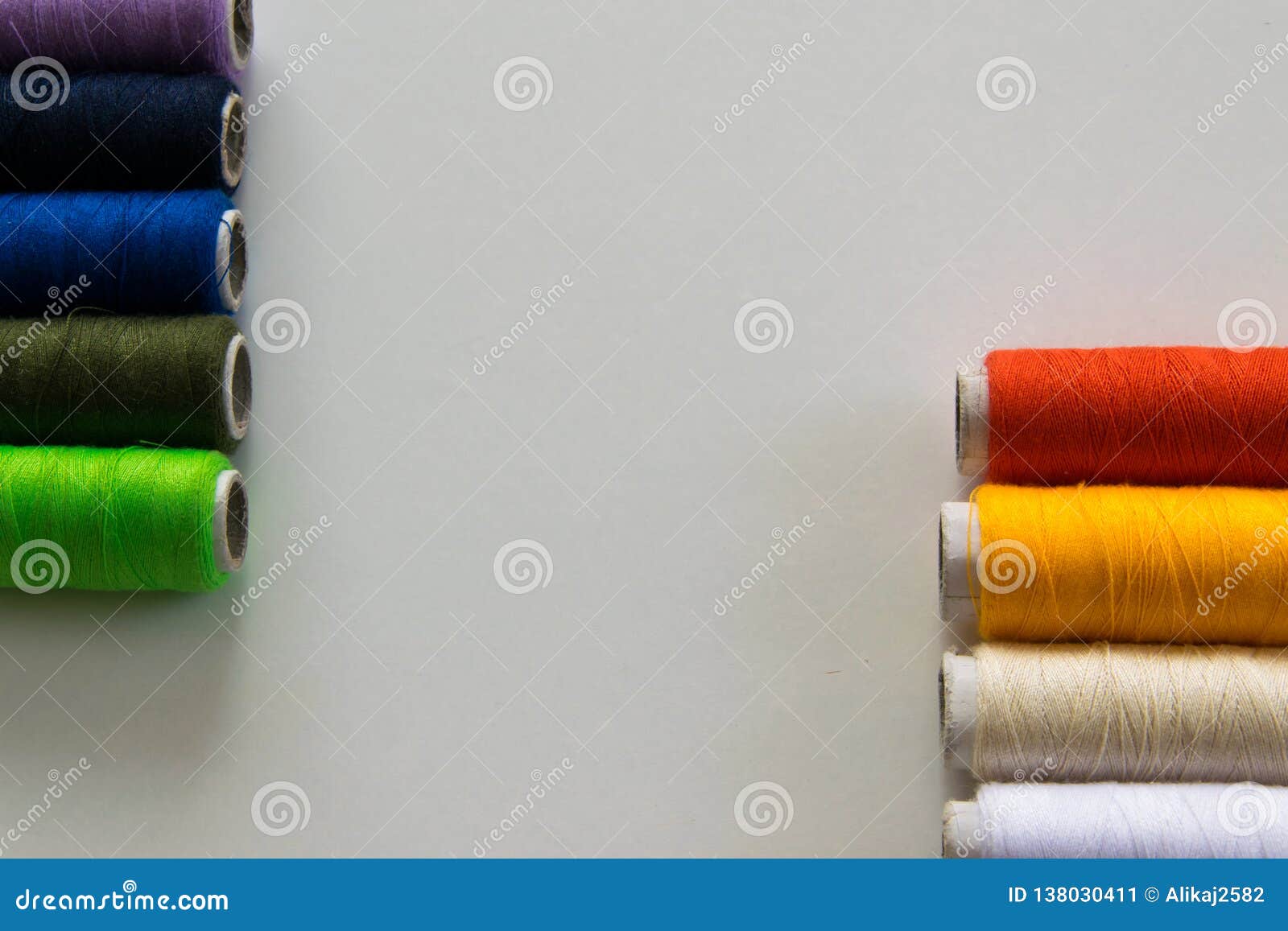 Top View of Colorful Sewing Threads on White Background Stock Image ...