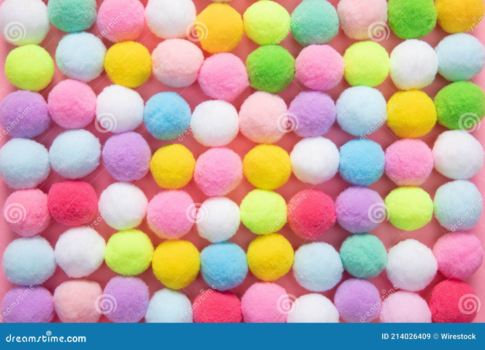 Top View of Colorful Soft Pom Pom Balls Stock Image - Image of push ...