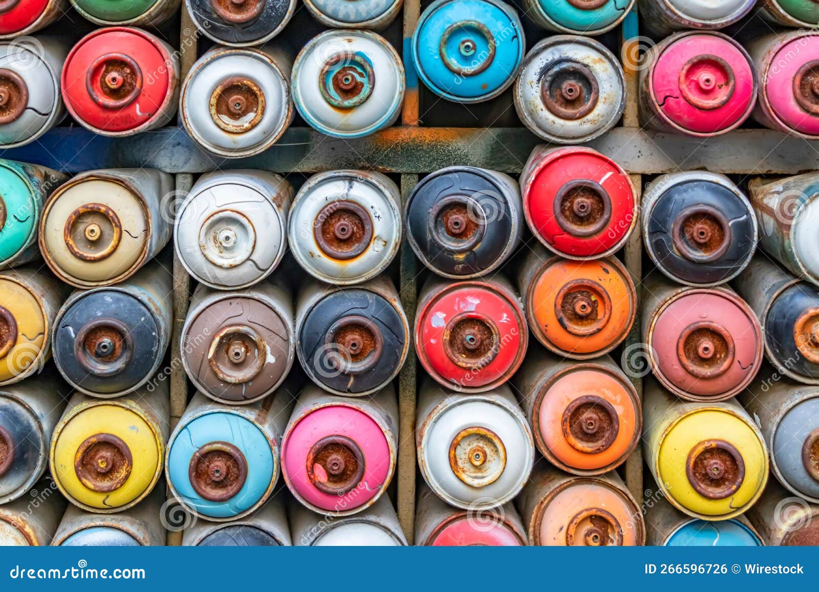 Top View of Colorful Used Spray Paint Cans Stock Photo - Image of ...