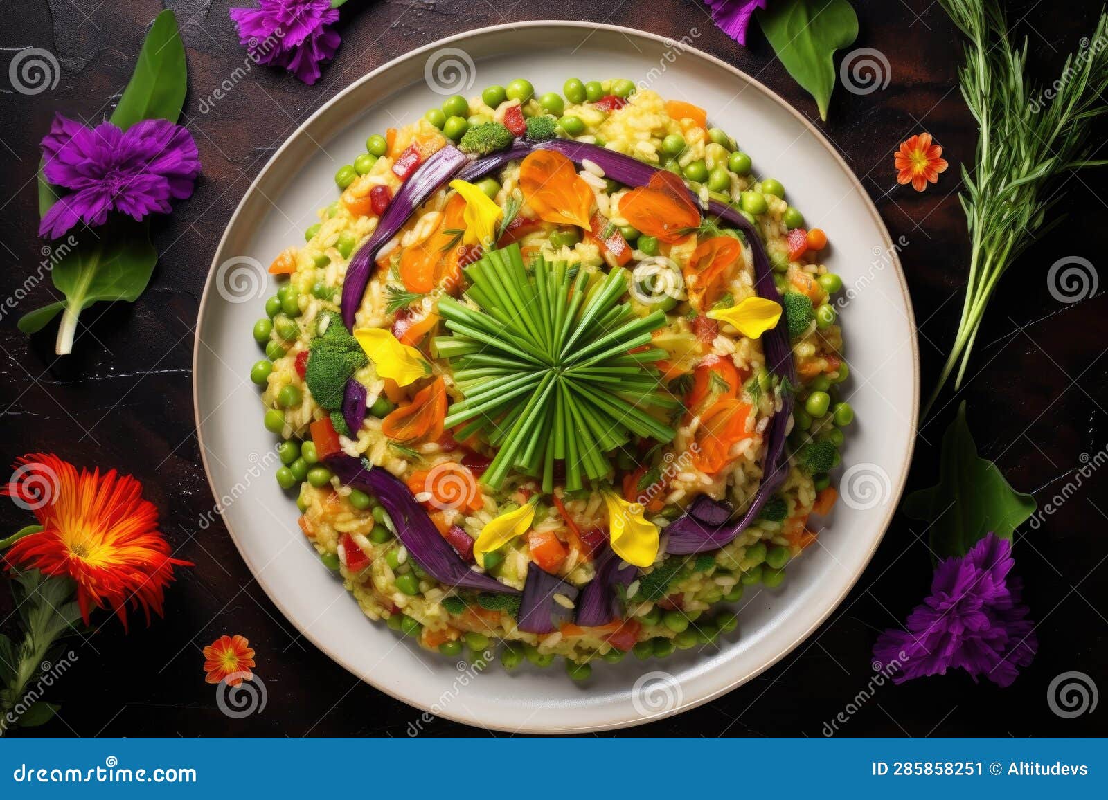 Top View of a Colorful Vegetable Risotto Presentation Stock Image ...
