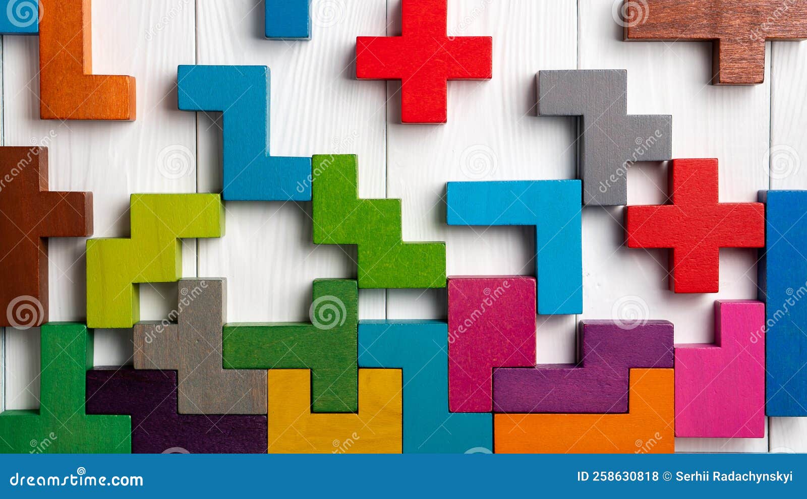 Top View on Colorful Wooden Blocks Folding on White Background Stock ...