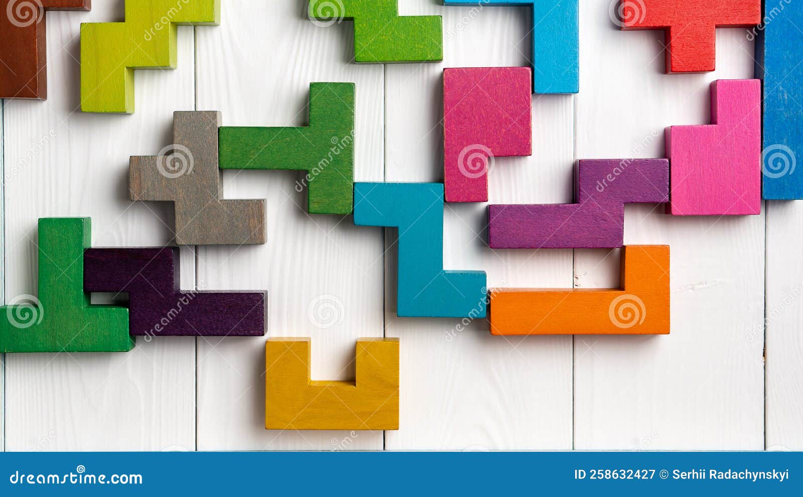 Top View on Colorful Wooden Blocks Folding on White Background Stock ...