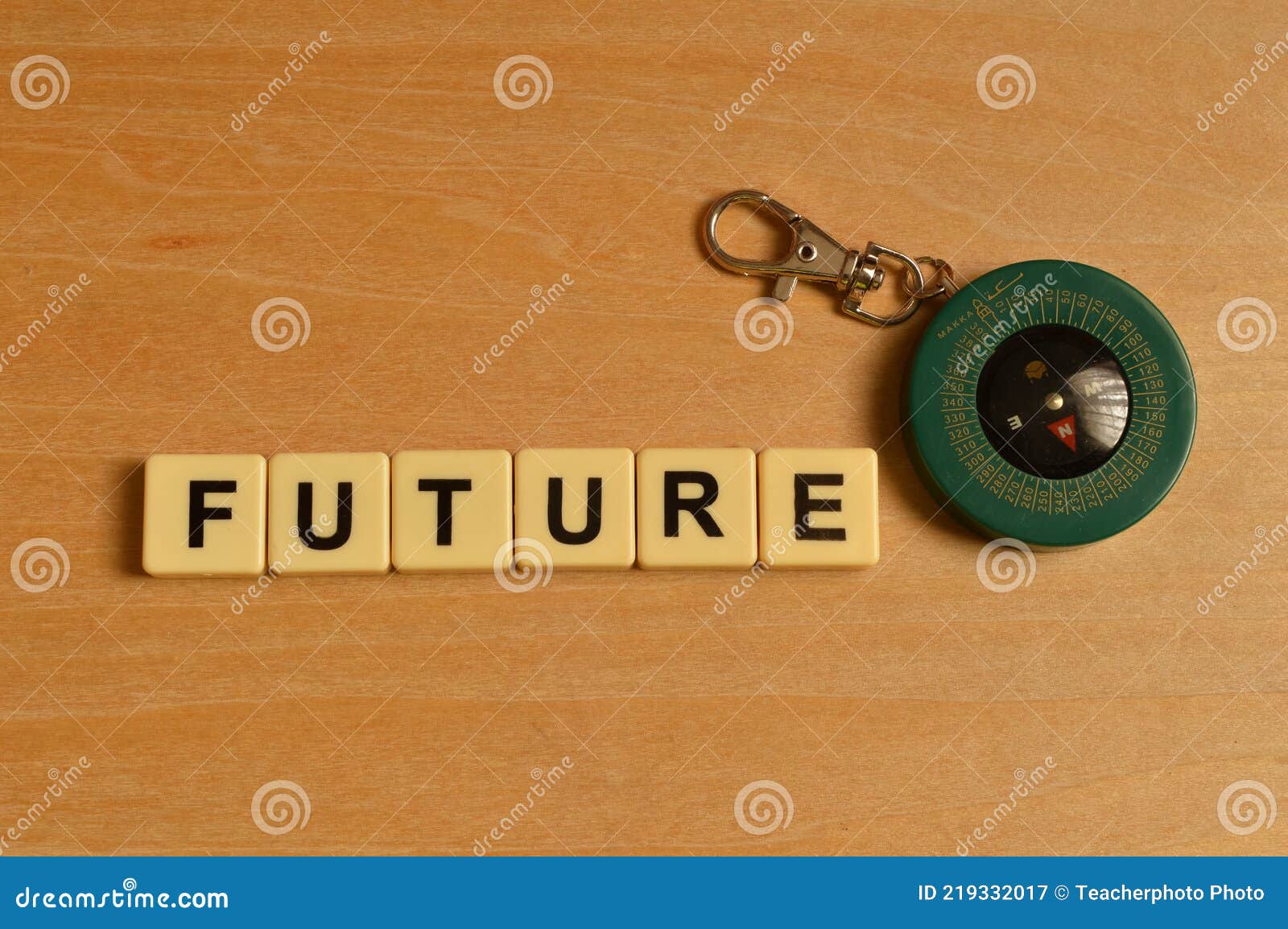 Top View of Compass and Alphabet Letters with Text FUTURE Stock Image ...