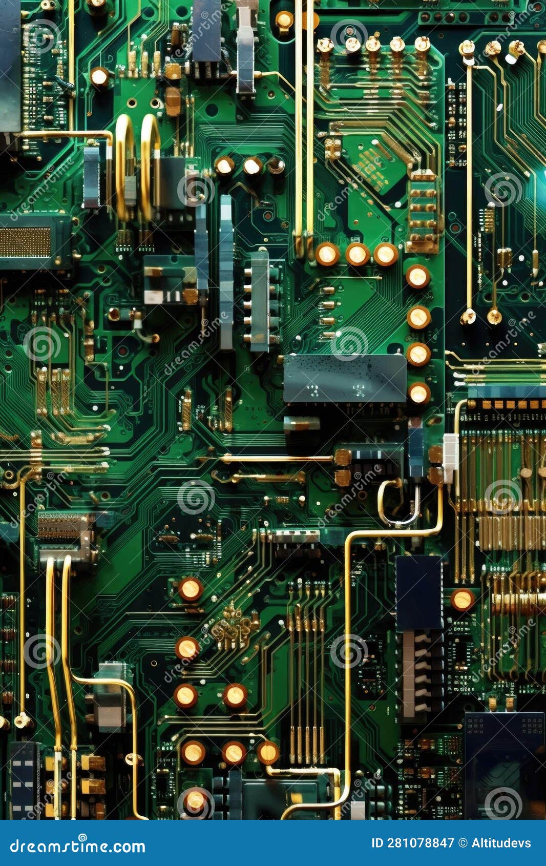 Top View of a Complex Circuit Board Stock Illustration - Illustration ...