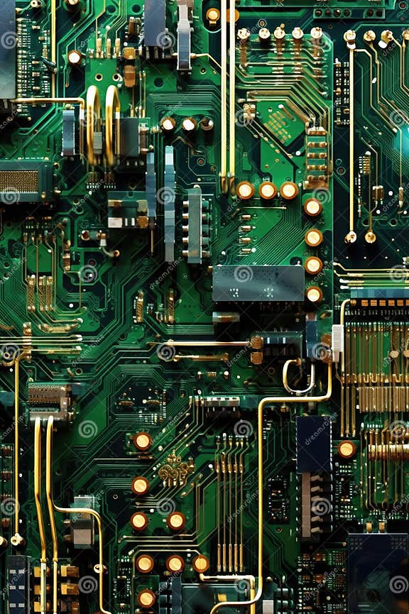 Top View of a Complex Circuit Board Stock Illustration - Illustration ...