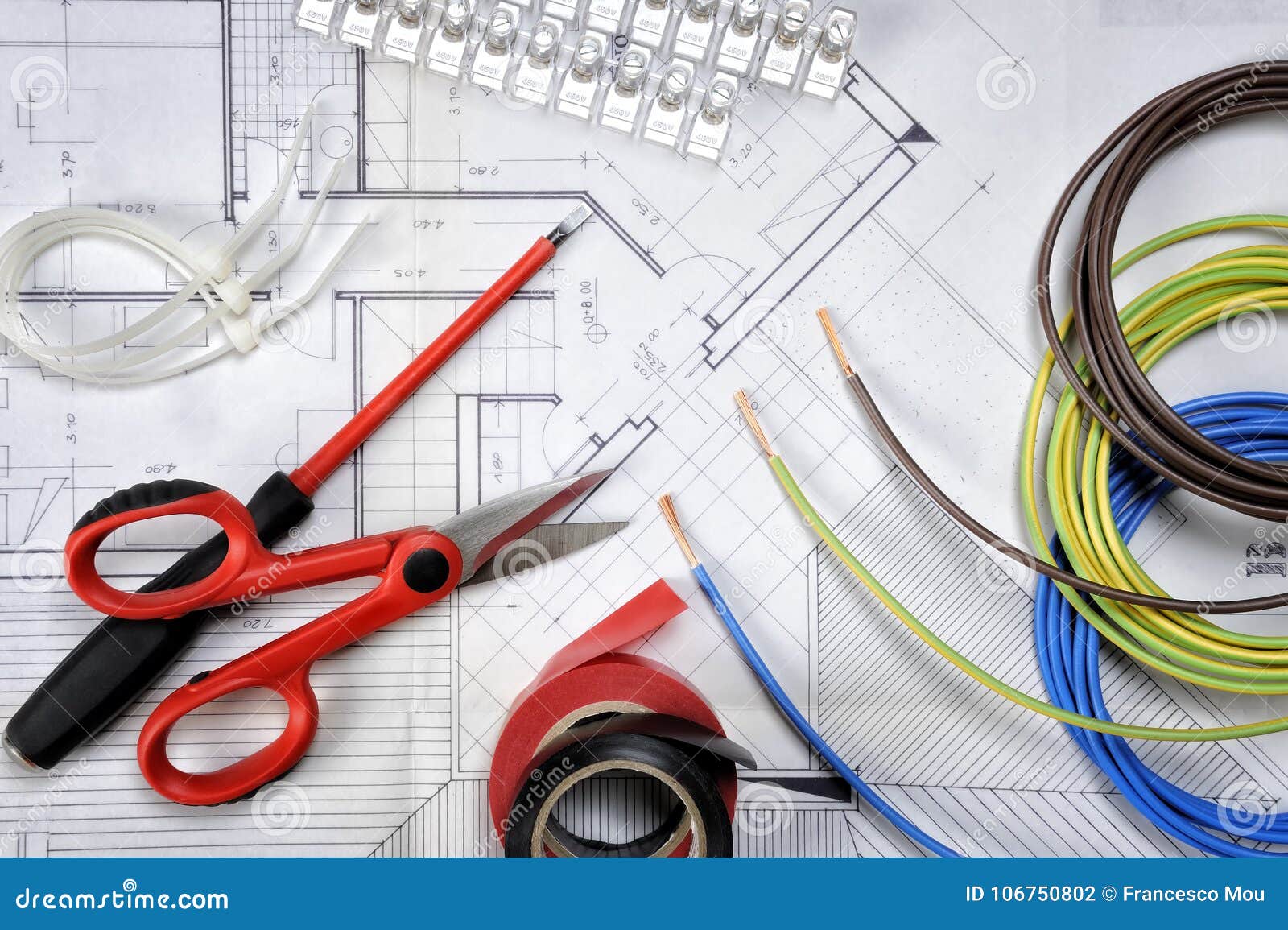 Top View of Components and Electrical Equipment Placed on the Ho Stock ...