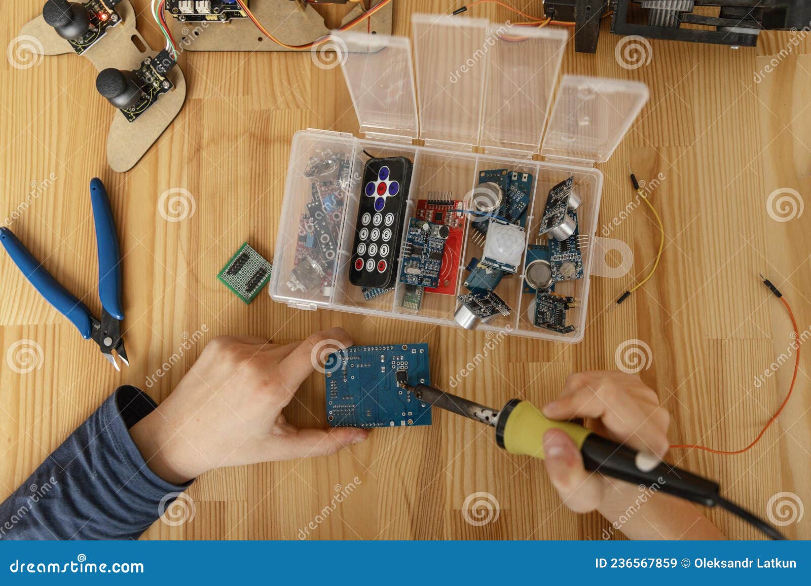 Top View Components Making Robot. High Quality Photo Stock Image ...