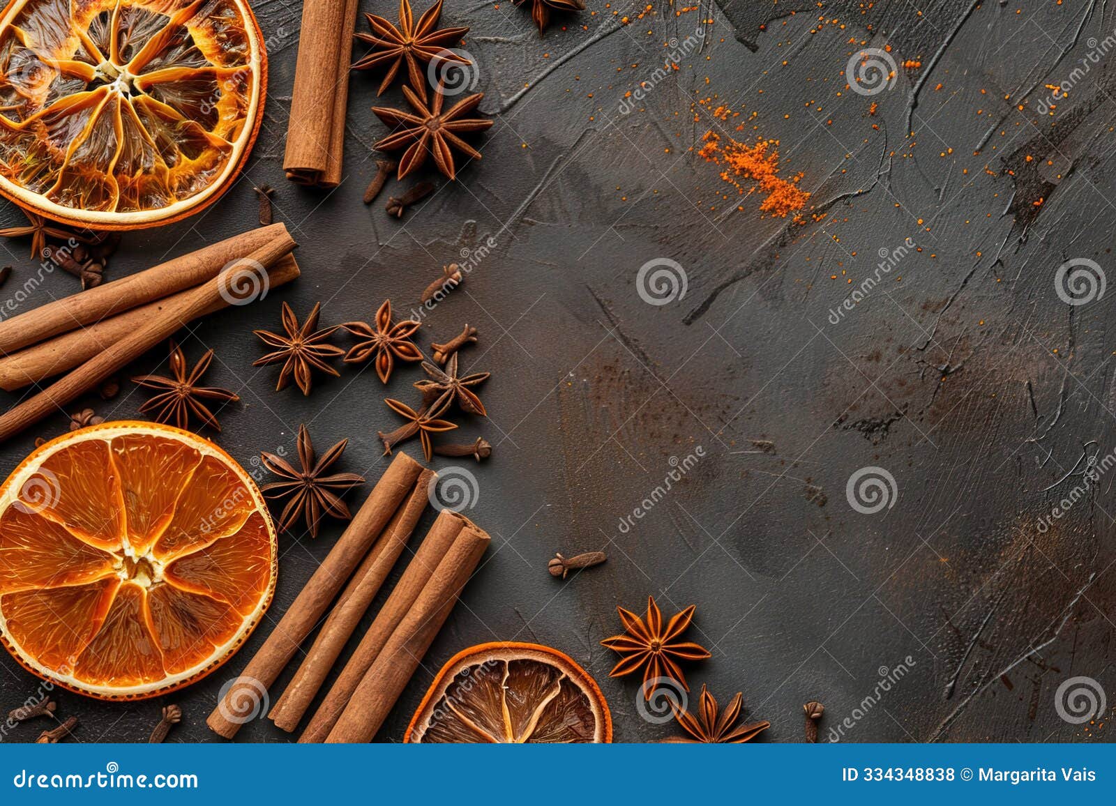 Top View Composition of Cinnamon Sticks, Dried Orange and Star Anise ...