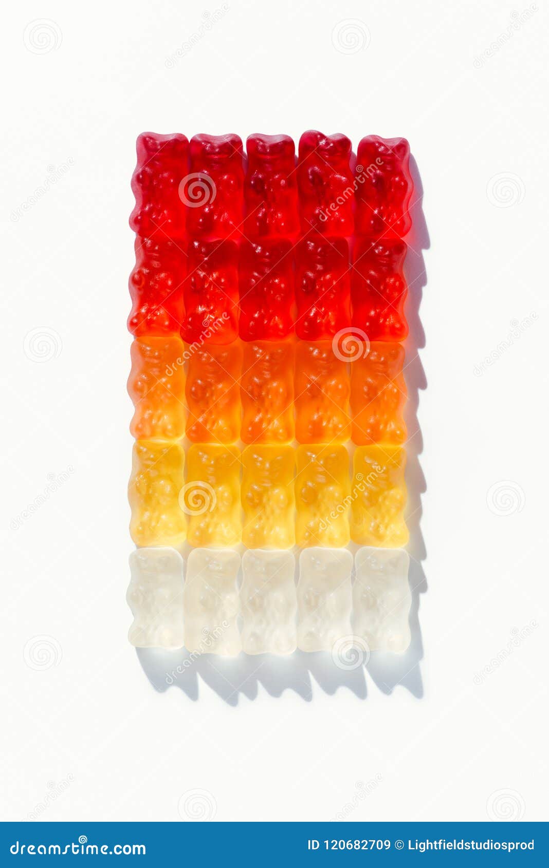Top View of Composition of Gummy Bears in Shape of Gradient Rectangle ...