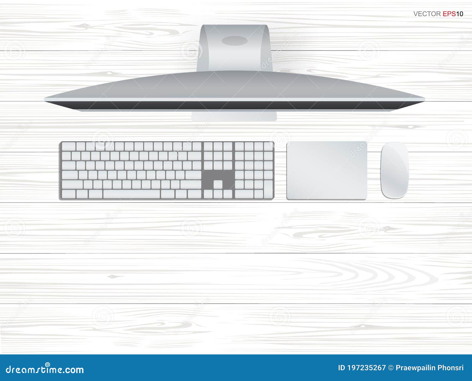 Top View of Computer Display in Working Space Area. Vector Stock Vector ...
