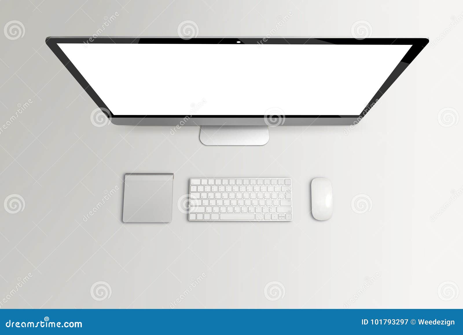 Top View of Computer and Keyboard, Mouse with Blank Screen on Gr Stock ...